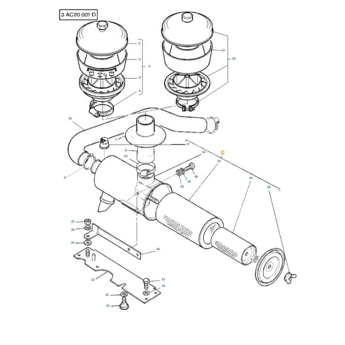 Massey Ferguson Air Filter Housing - 3595497M91 | OEM | Massey Ferguson ...